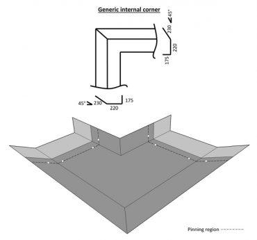 Bespoke moulded 90 degree internal corner
