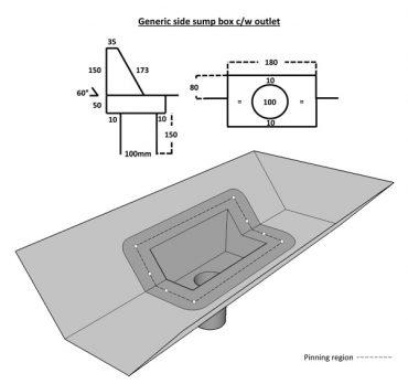 Bespoke moulded side/sump box c/w outlet